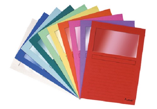 L-map papier, A4, pak van 50 stuks, kleuren assorti - opbergmappen - Bu